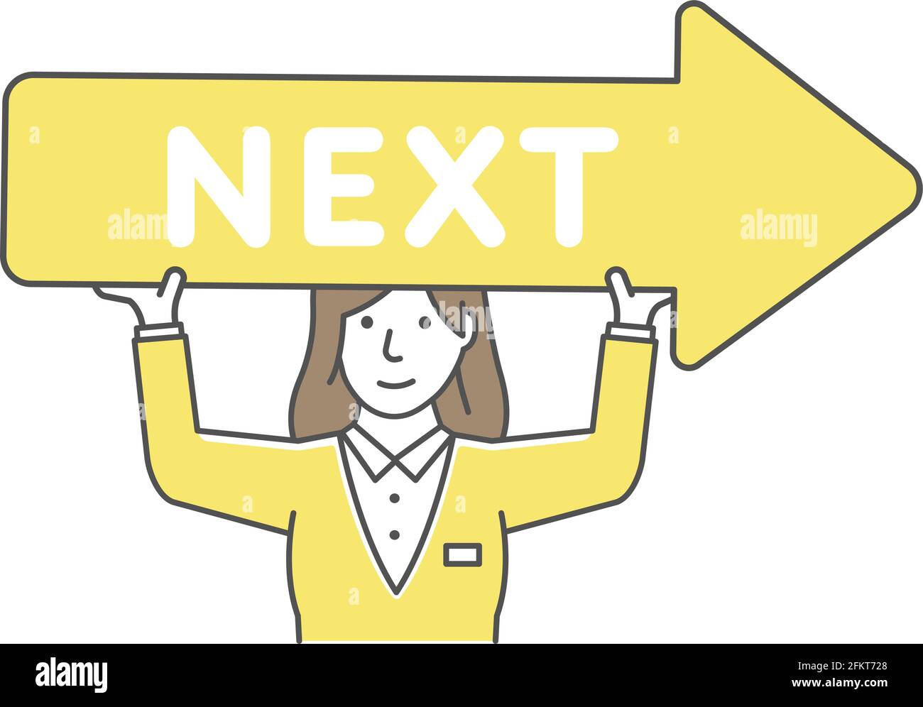 Young businesswoman holding arrow sign ( link to next page ) vector ...