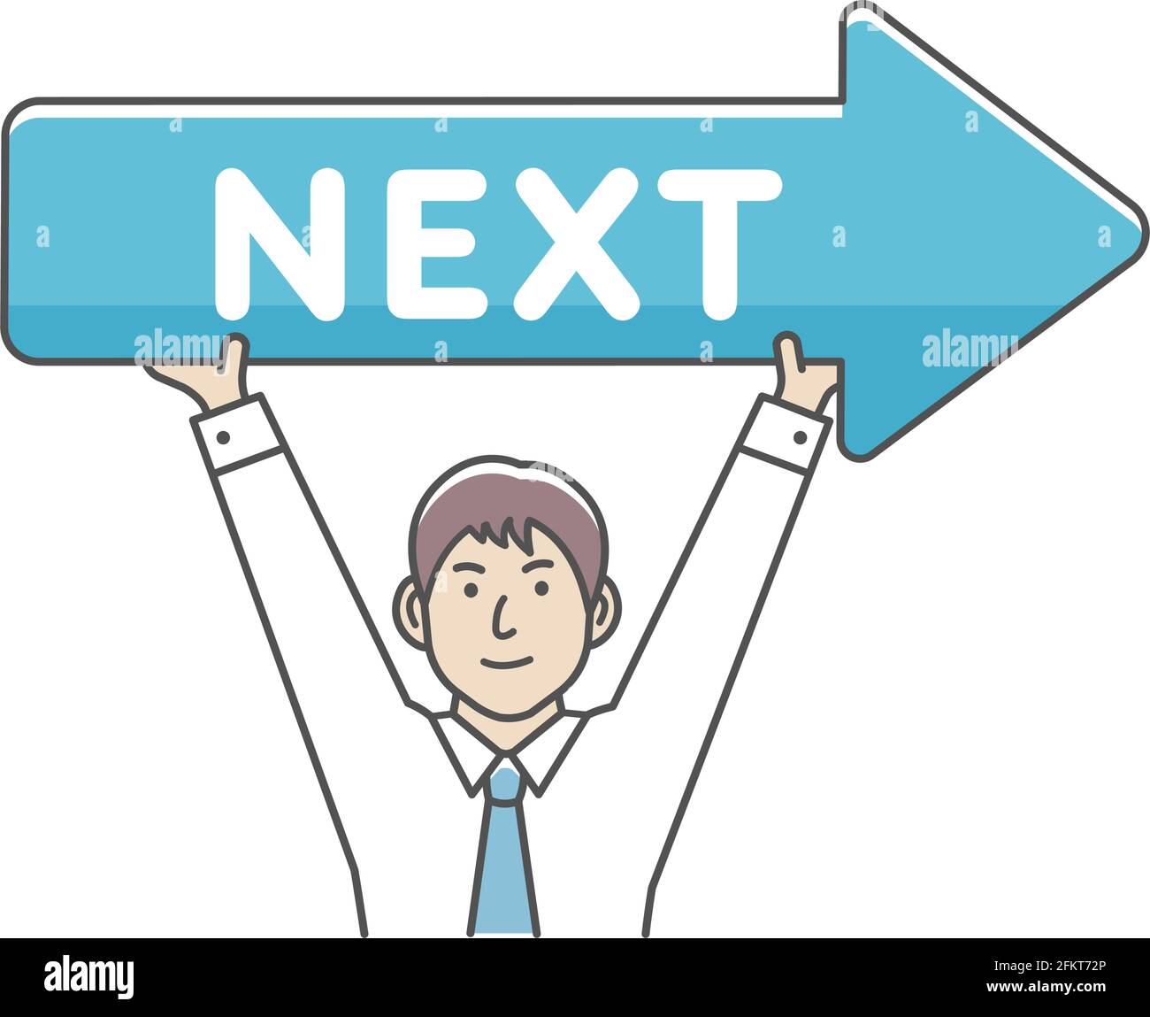 Young businessman holding arrow sign ( link to next page ) vector ...