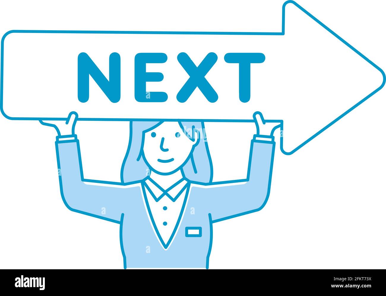 Young businesswoman holding arrow sign ( link to next page ) vector ...