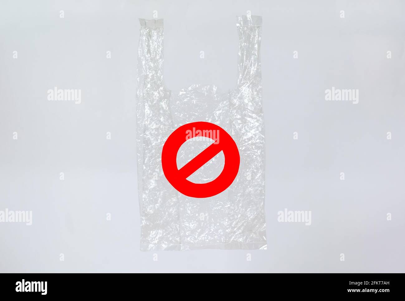 The symbol of the campaign to stop using plastic bag on white ...