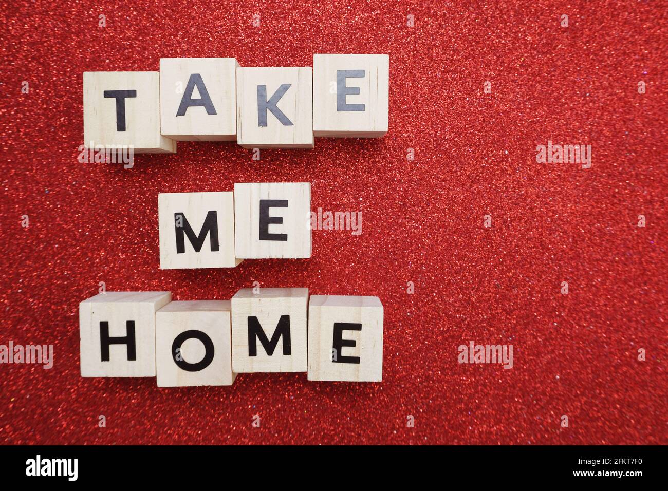 Take me Home alphabet letters top view on red glitter background Stock ...