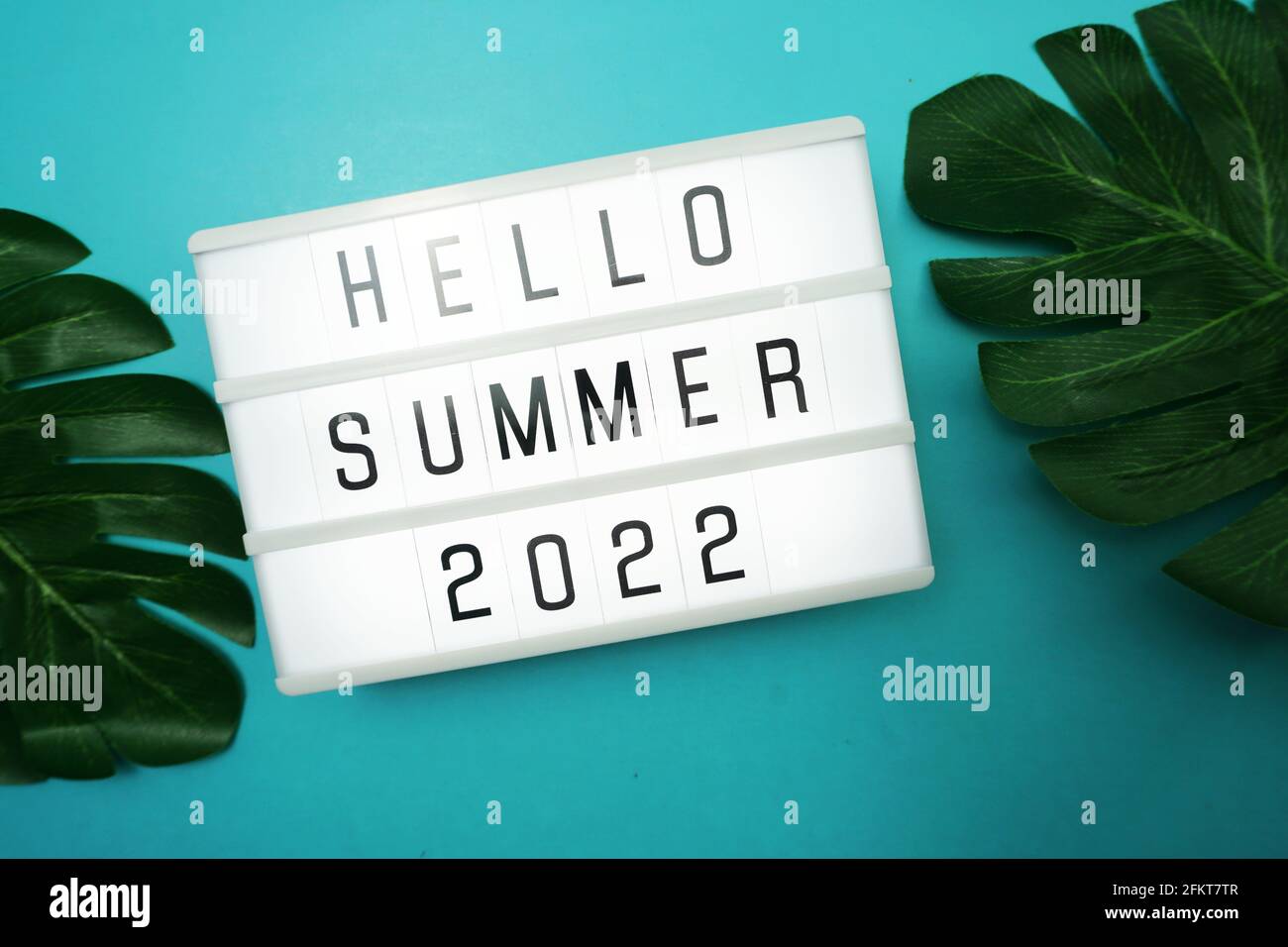 Hello Summer 2022 word in light box Stock Photo - Alamy