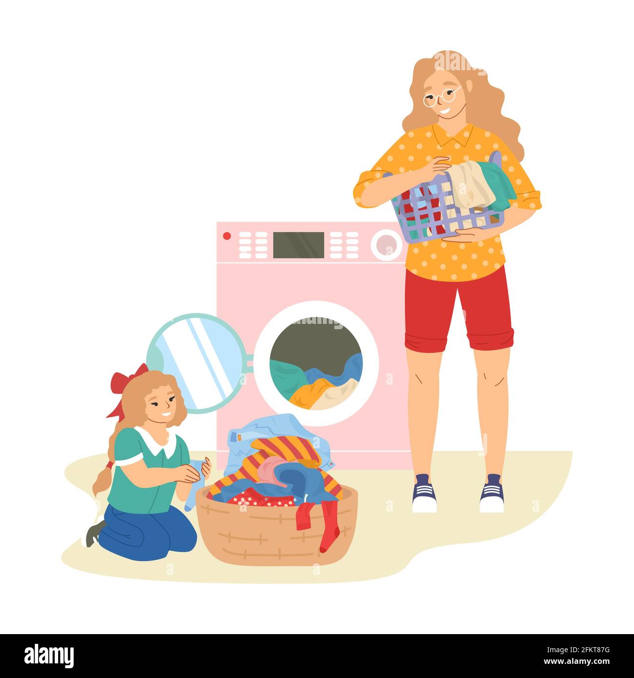 Mom kids laundry Stock Vector Images - Alamy