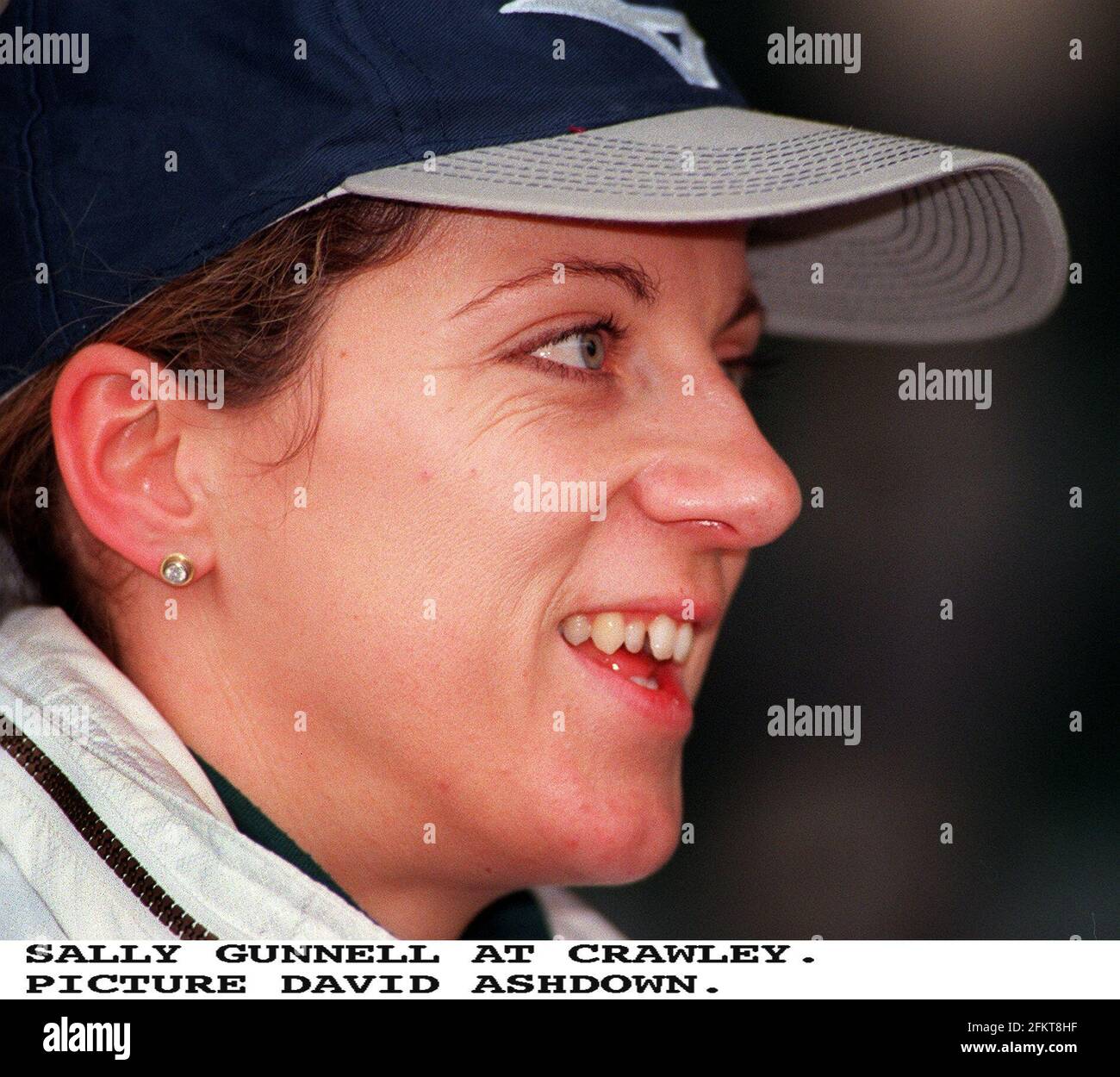 Sally Gunnell at CrawleyHead to shoulders photo Wearing a cap, with ...
