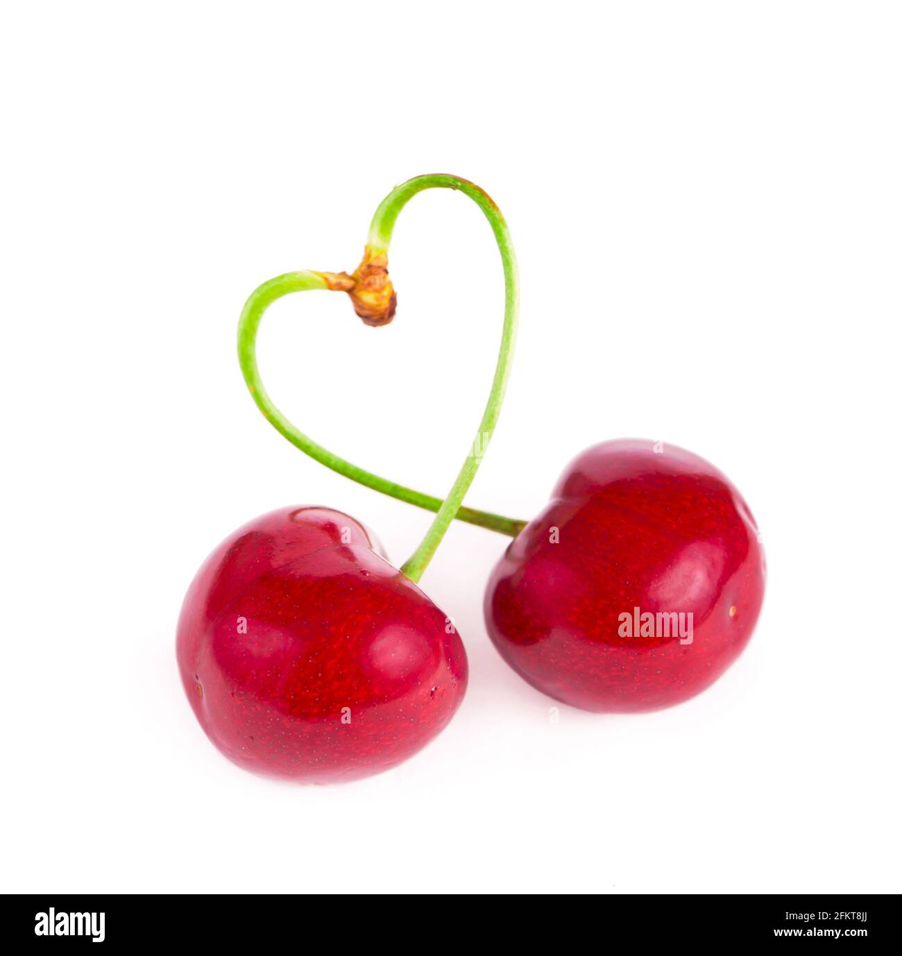 Ripe fresh red cherry isolated on white background. With clipping path ...