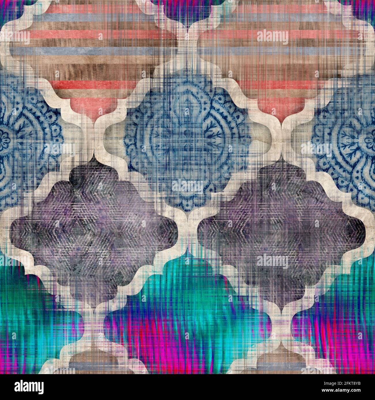 Seamless Moroccan inspired highly textured pattern for surface print ...