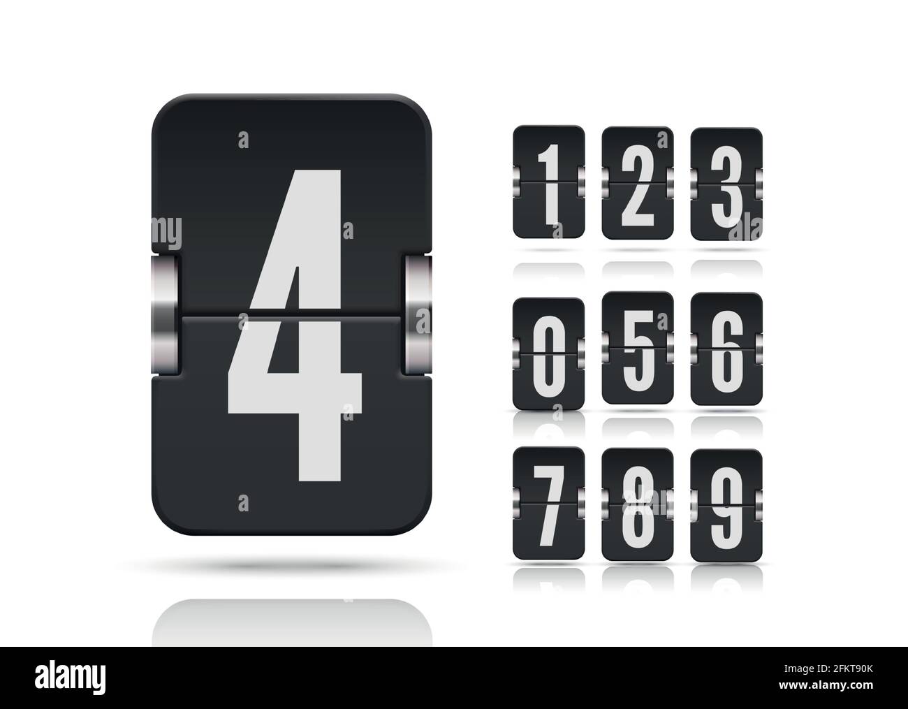 Numeric Flip Scoreboard Set With Reflections Floating On Different