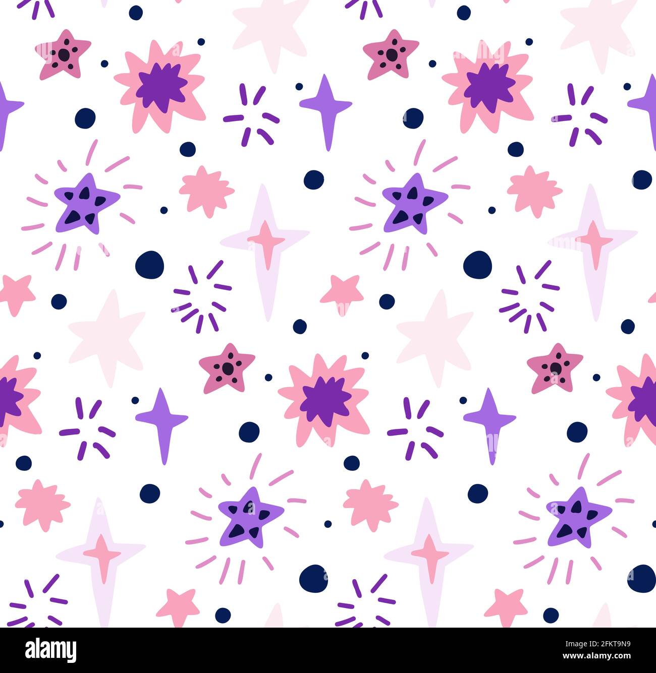 Seamless childish cosmos pattern with different stars on white ...