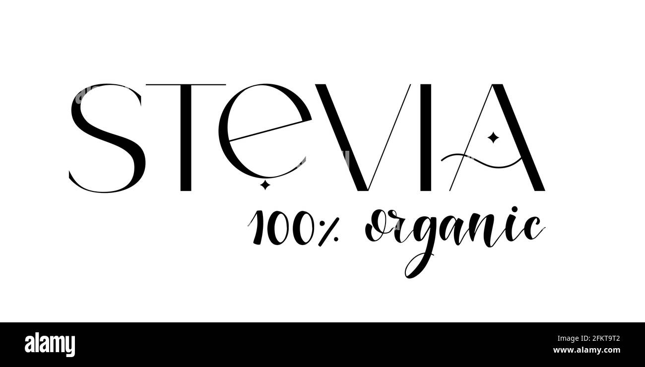 Stevia Organic food label. Vector elements for organic, bio, ecology ...