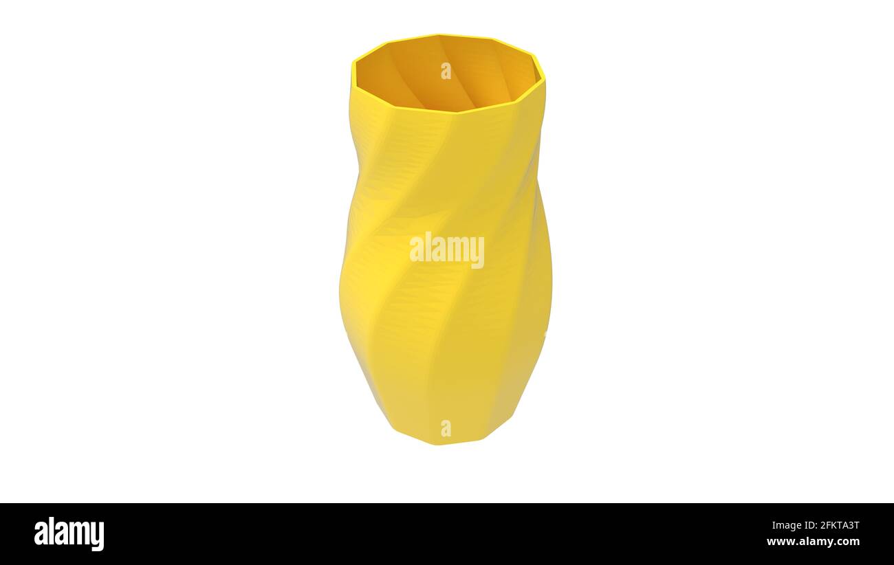 3D rendering of a 3d printed vase complex shaped and colored isoalted ...