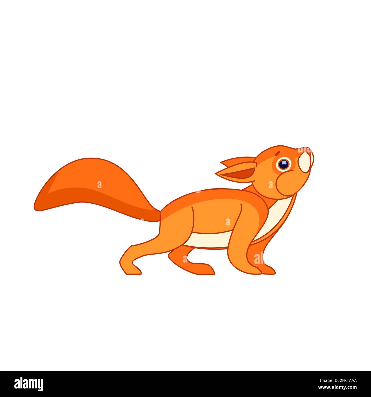 The squirrel looks up. Cartoon character of a dangerous mammal animal ...