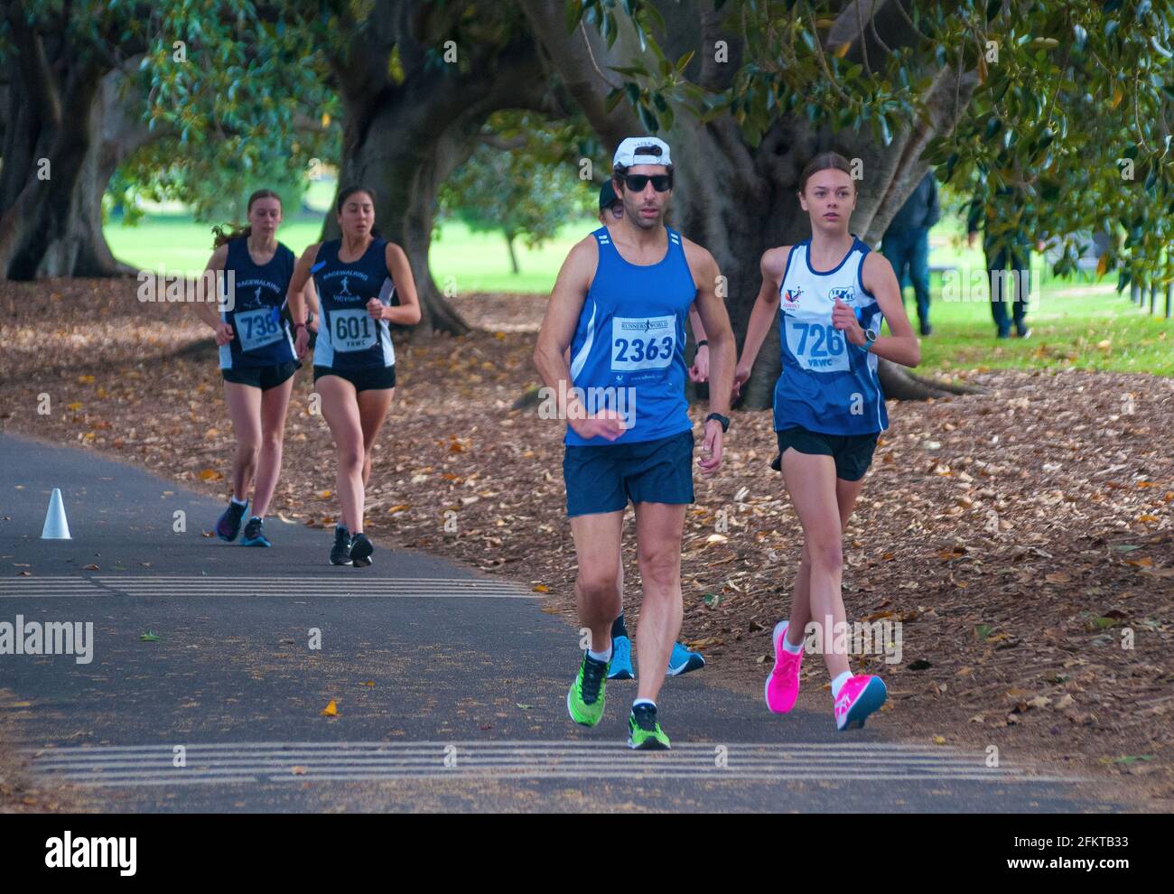 Race walkers compete on a 20km course around Fawkner Park, Melbourne ...