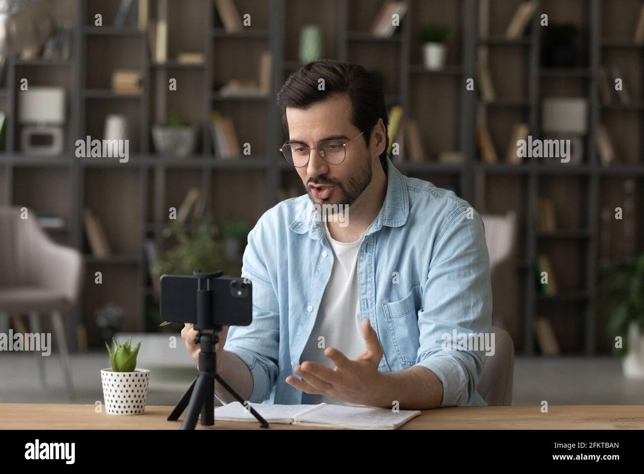 Man recording podcast in hi-res stock photography and images - Alamy