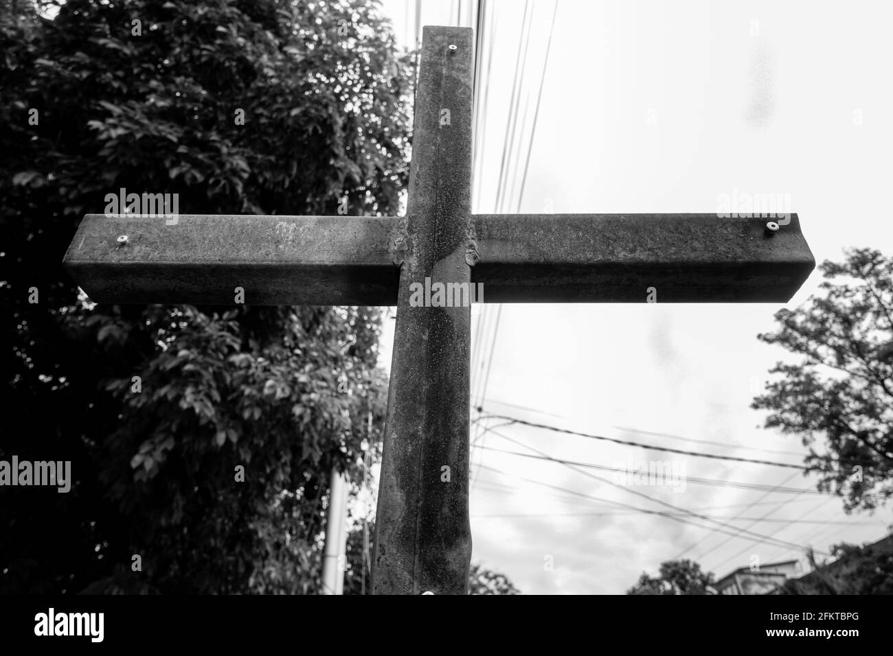 A close up shot of a black and white cross type figure Stock Photo - Alamy