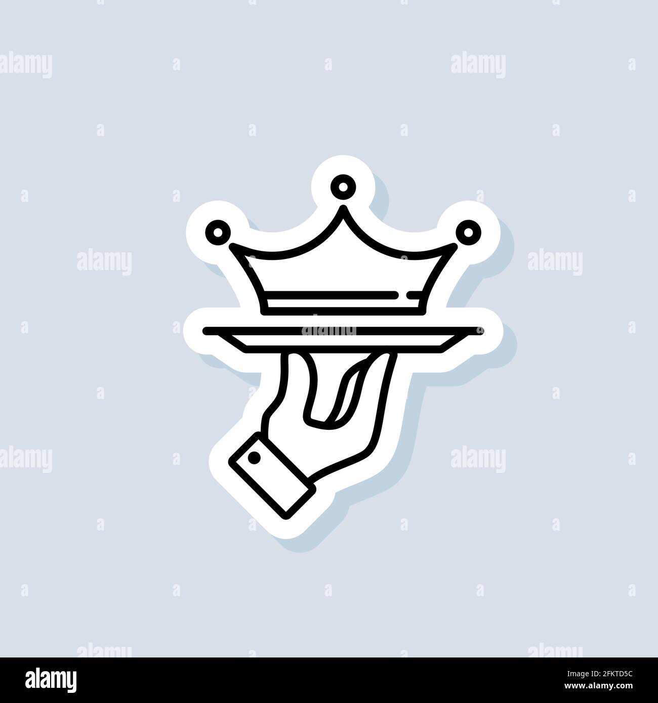 Crown on a tray sticker, icon. Vector. Vip logo. Premium service icon ...