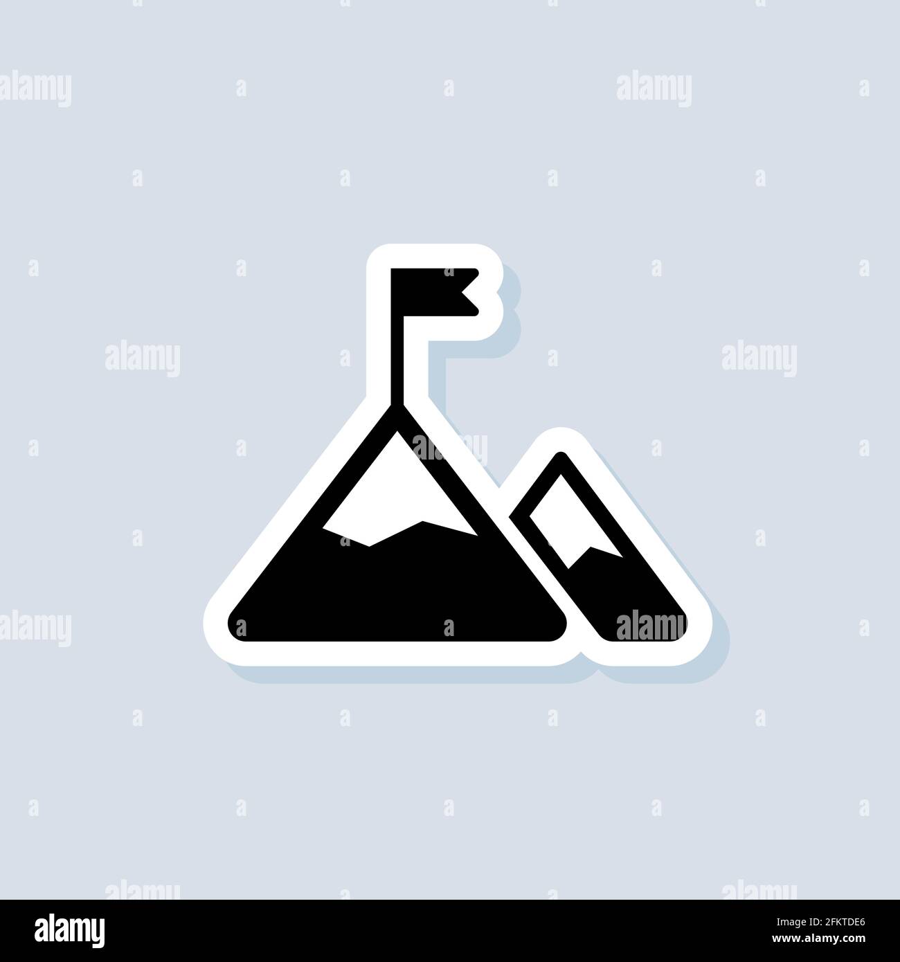 Mountain with a flag. Mission sticker, logo, icon. Vector. Goal. Vector ...
