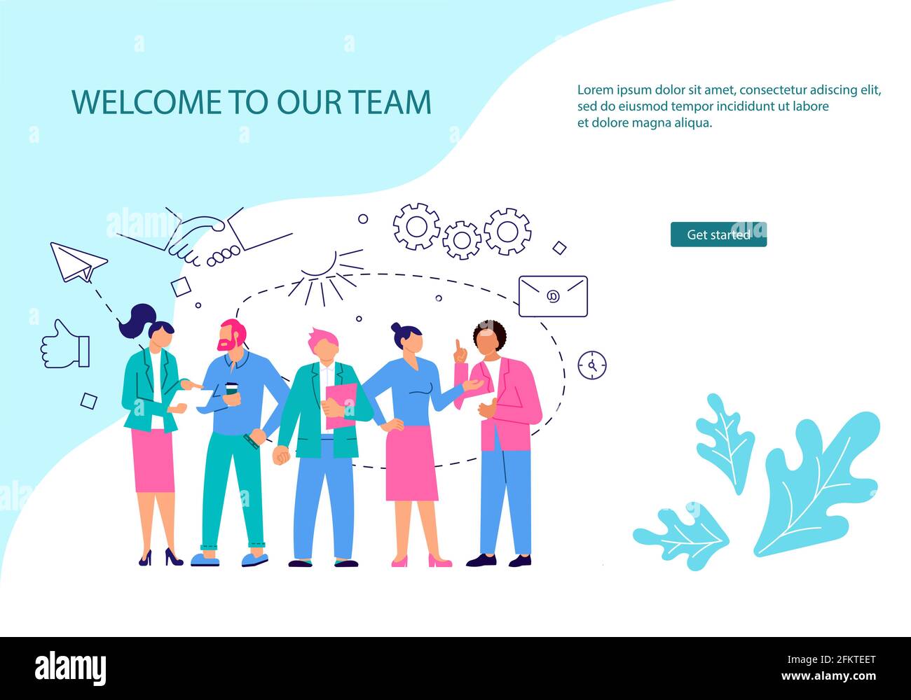 Landing webpage template of business characters working in office ...
