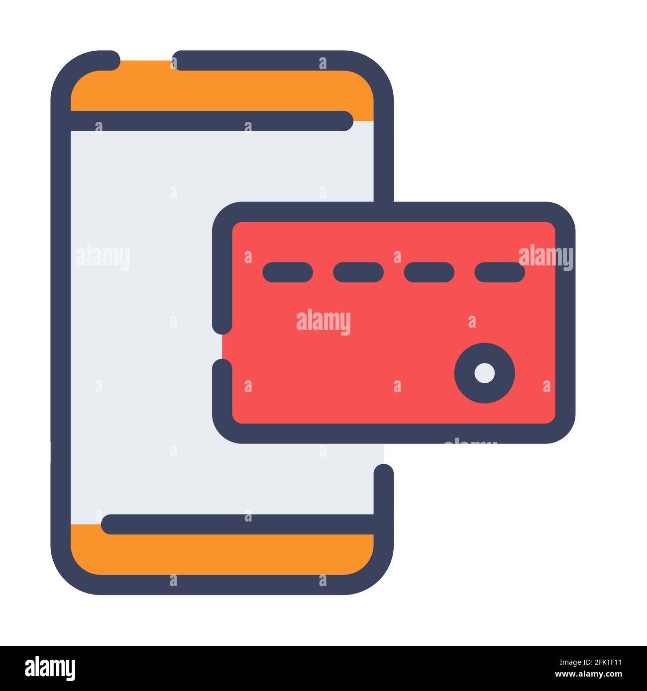 mobile payment transfer card single isolated icon with flat dash or ...