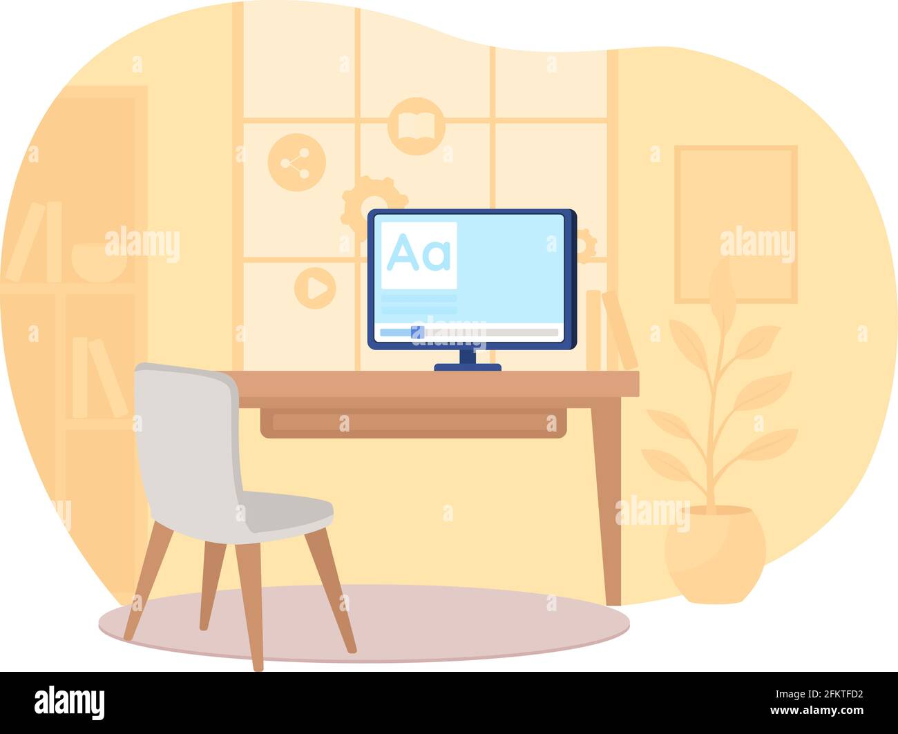 Home workspace 2D vector web banner, poster Stock Vector Image & Art ...
