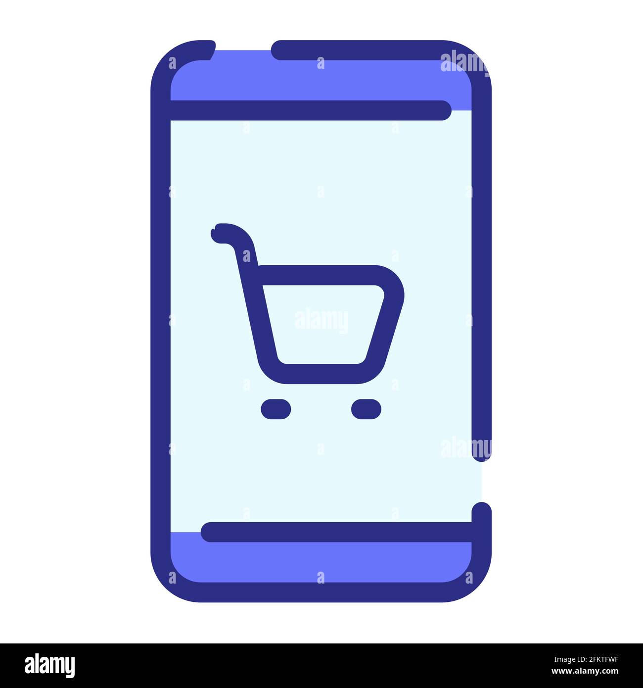 phone cart app shopping single isolated icon with dash or dashed line ...