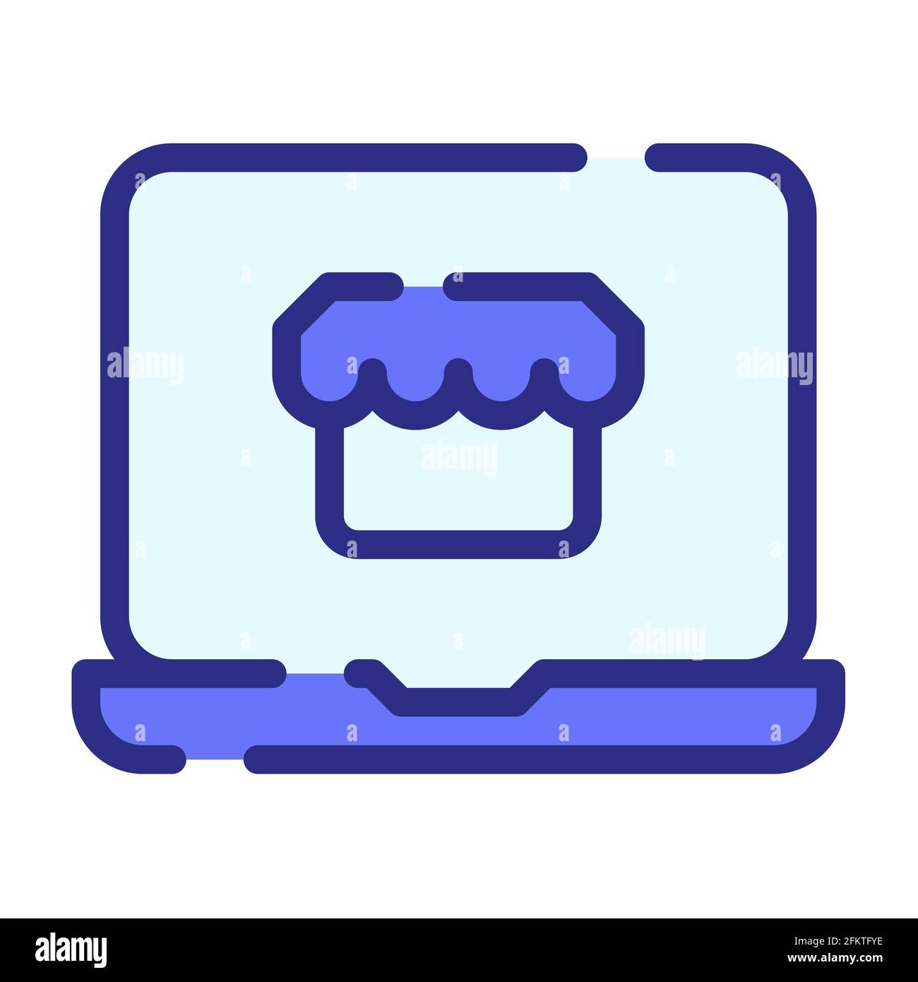online shop merchant marketplace single isolated icon with dash or dashed line style vector ...