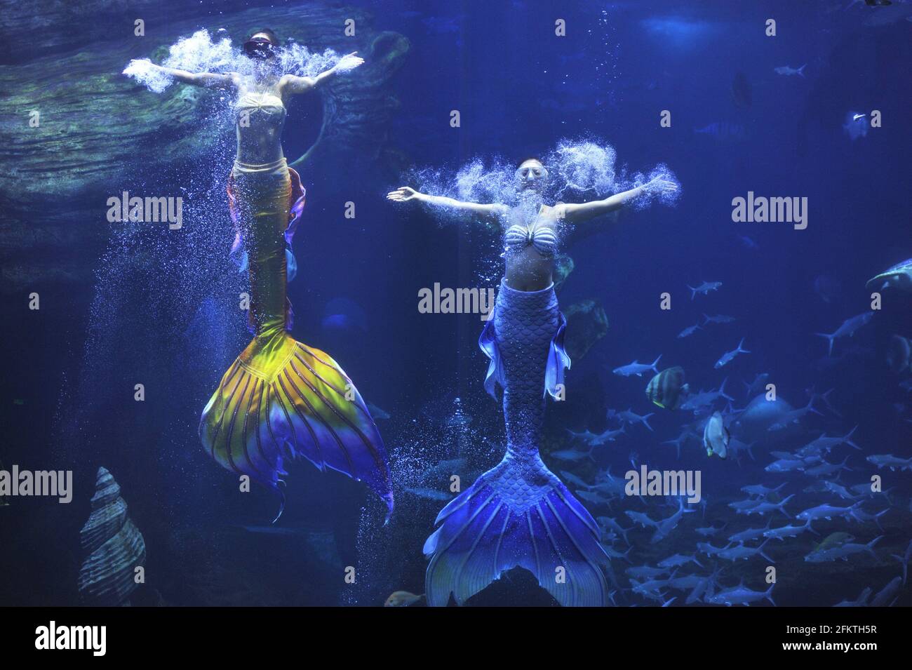 GUIYANG, CHINA - MAY 4, 2021 - Actors perform mermaids at Sea World in ...
