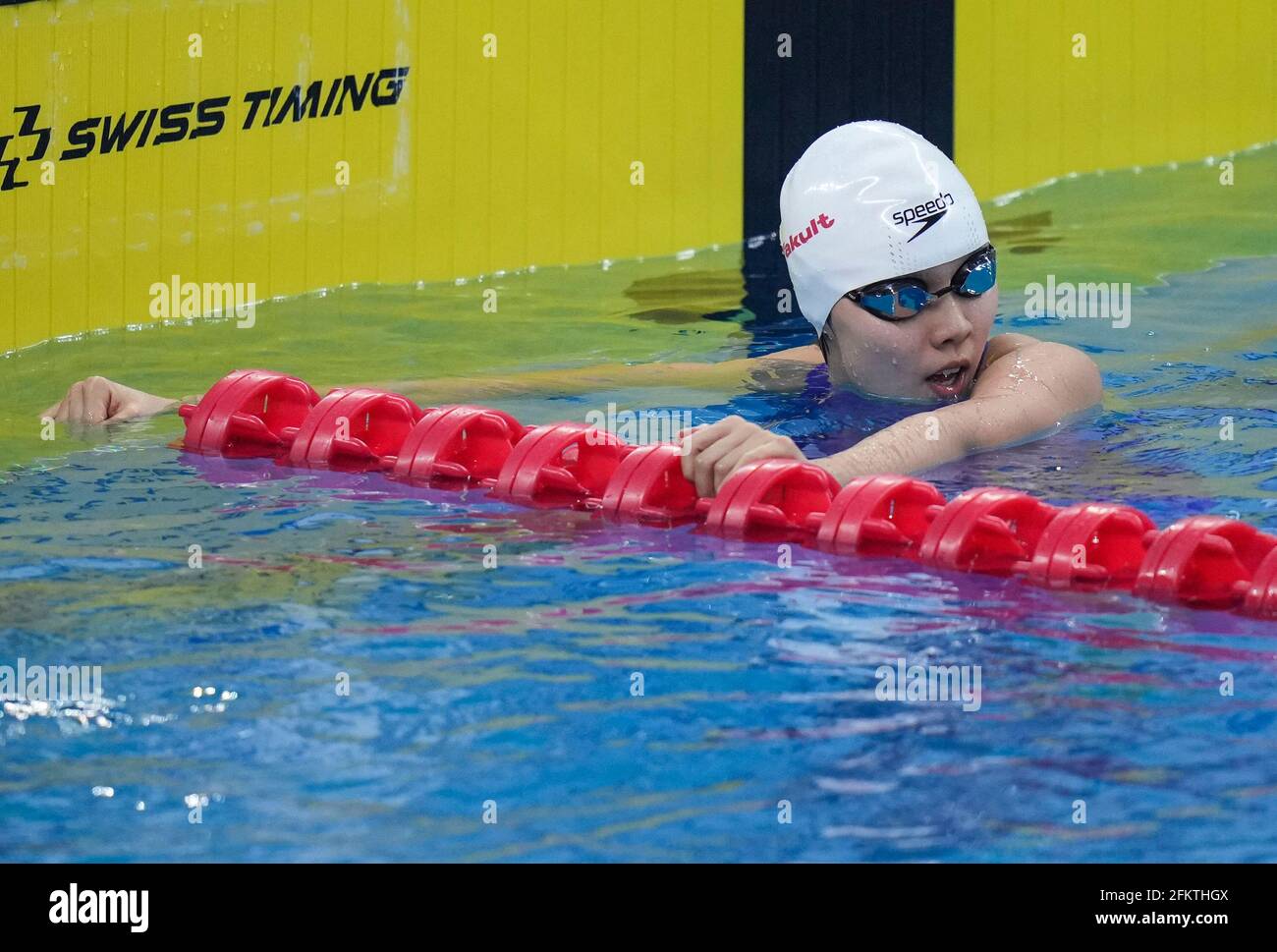 (210504) -- QINGDAO, May 4, 2021 (Xinhua) -- Yang Junxuan of Shandong ...