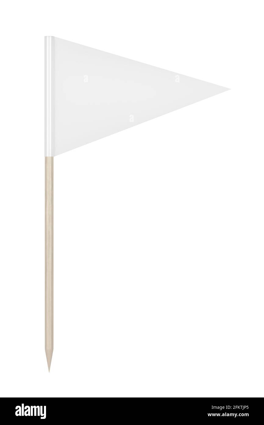 Front view of white triangle toothpick flag, isolated on white ...