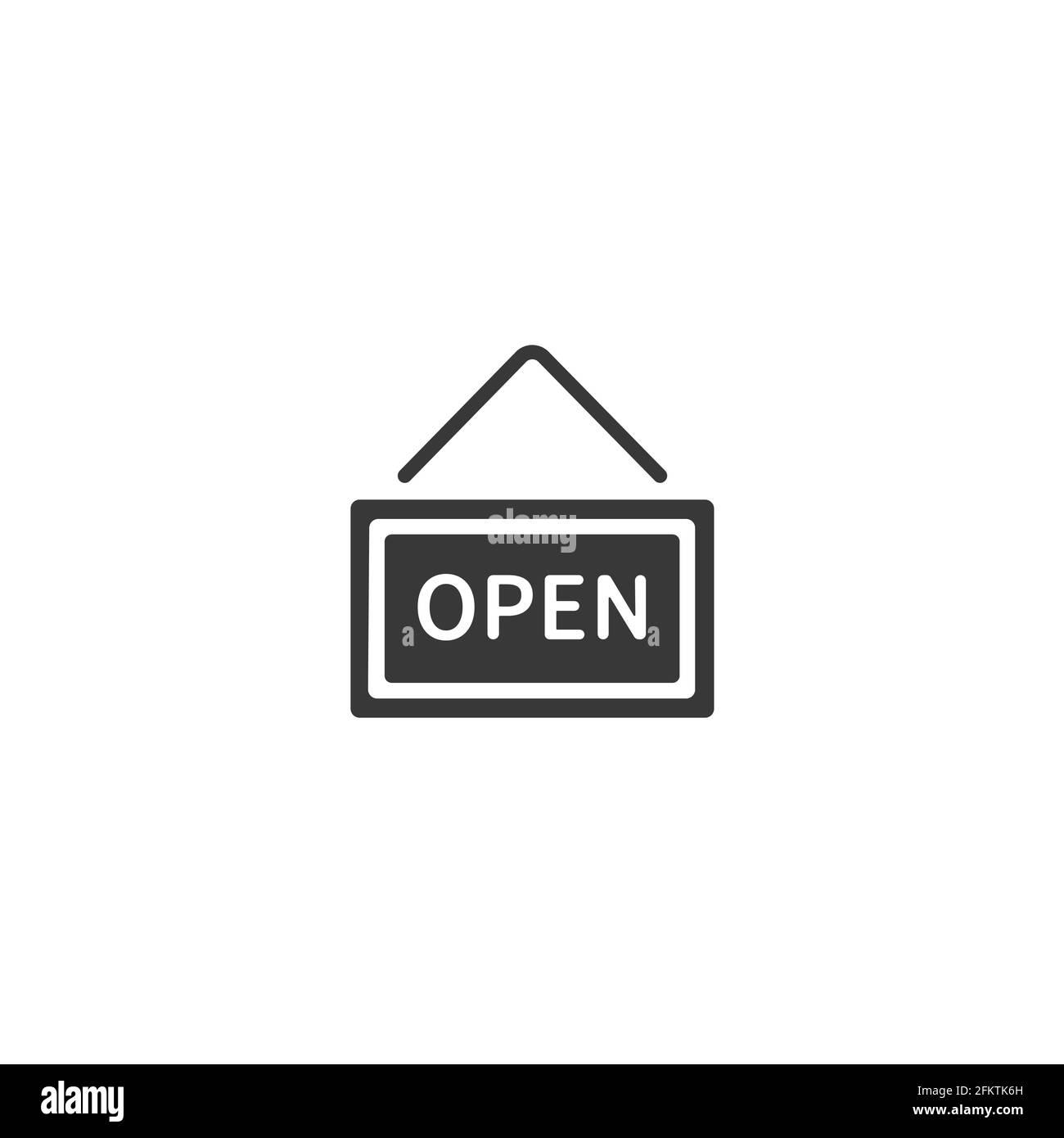 Open notice on white background. Label with text. Isolated icon ...