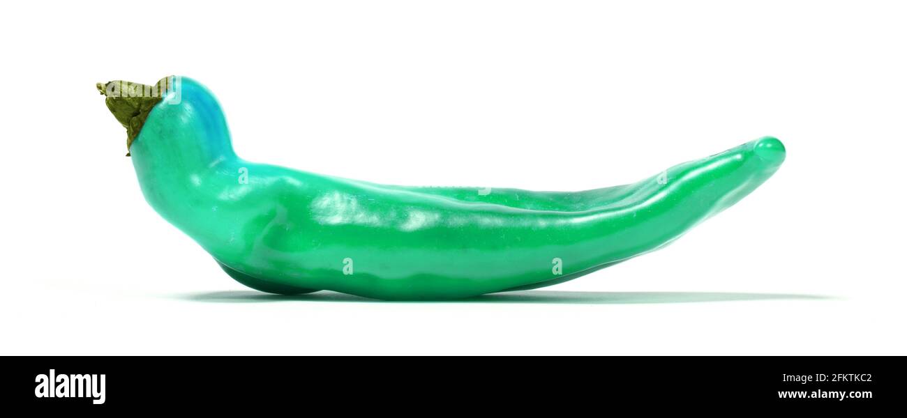 Unnatural green sweet pointed pepper, isolated on white background ...