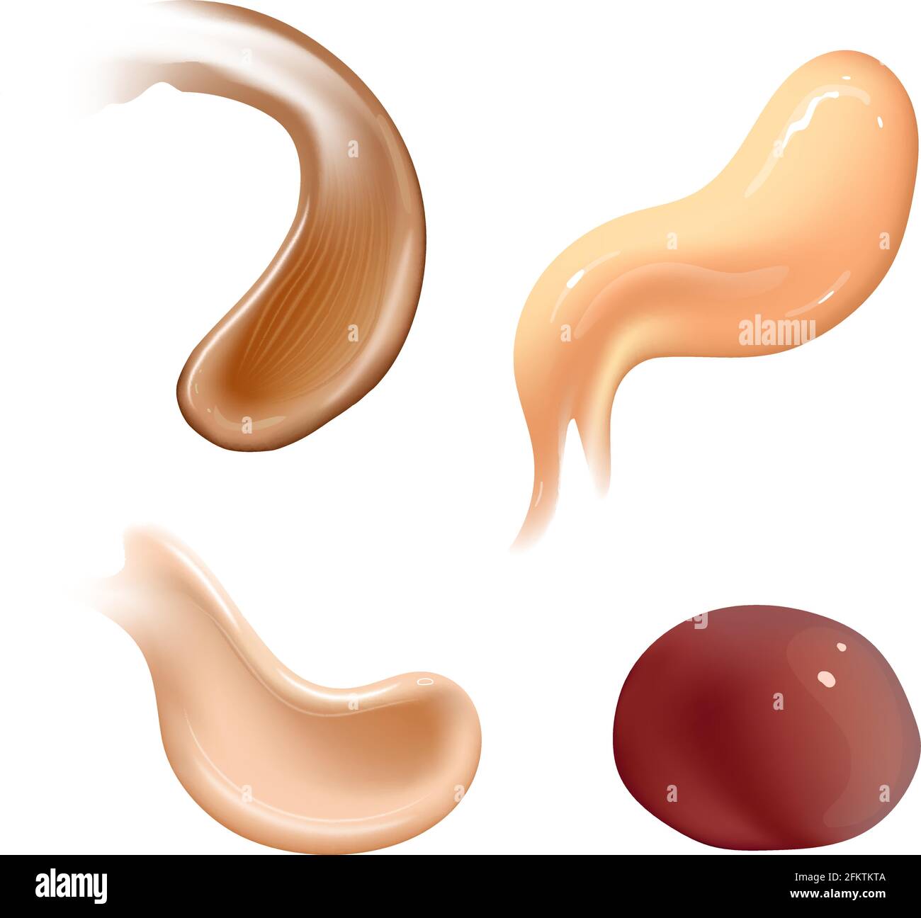 Set of realistic cosmetic cream smears. Skin toner of different body ...