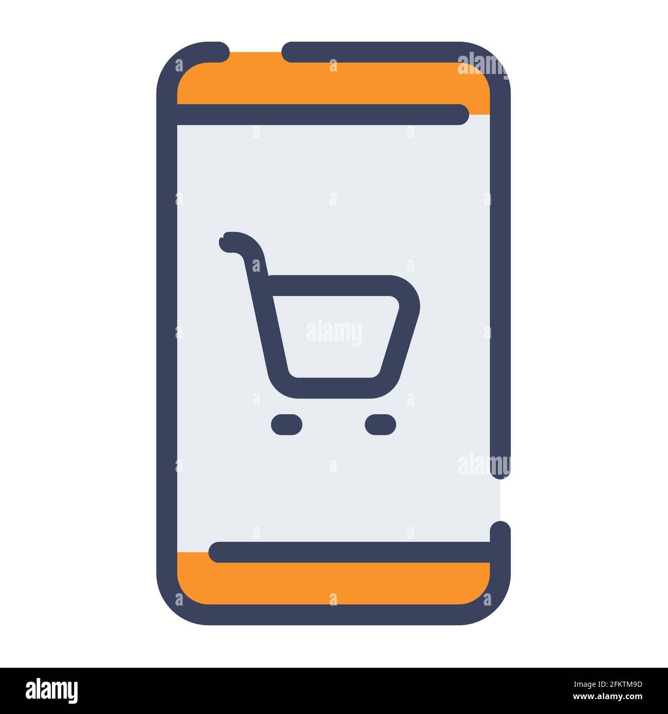phone cart app shopping single isolated icon with flat dash or dashed ...