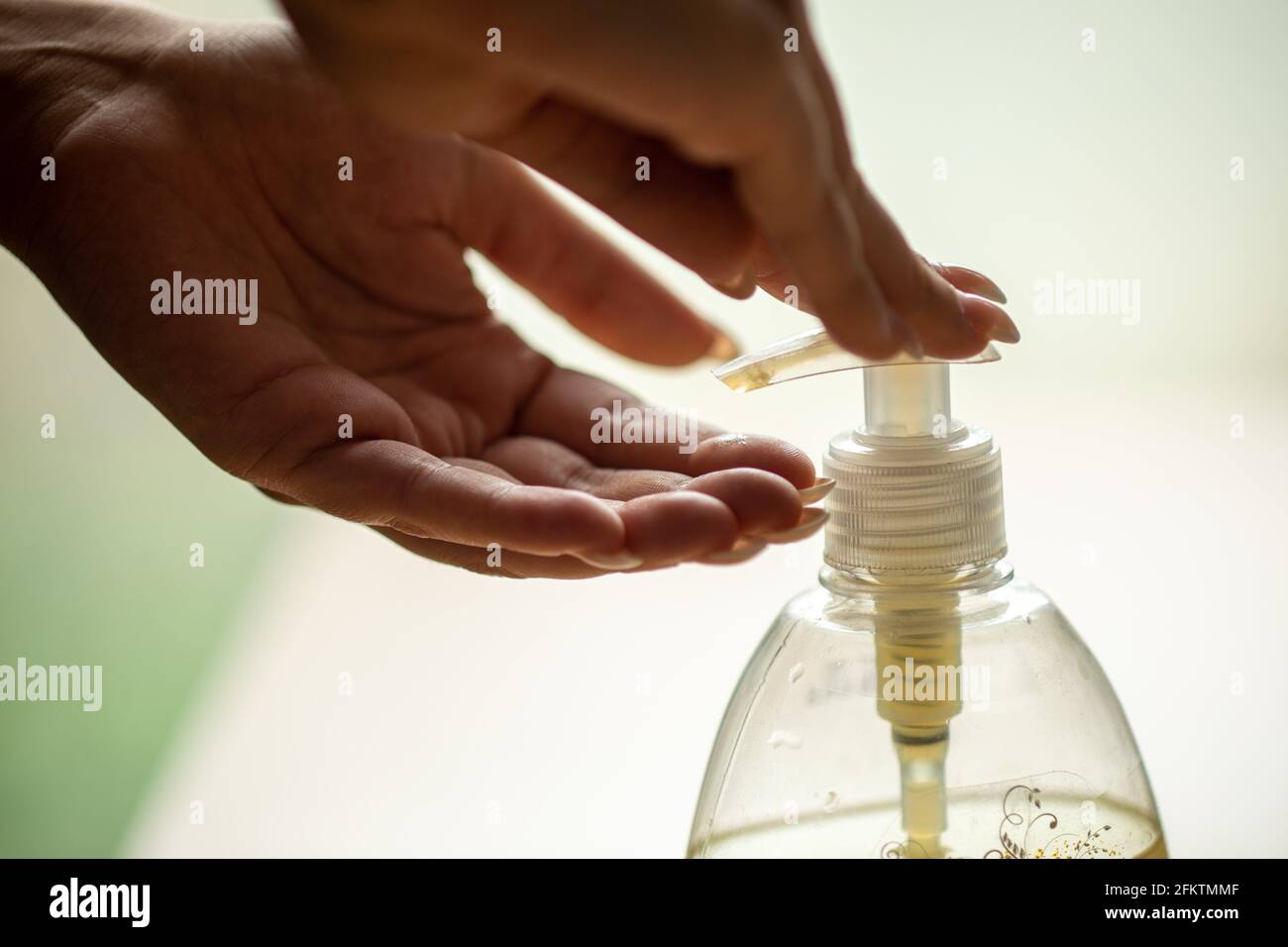 Handwashing: Hand Wash With Liquid Soap Stock Photo - Alamy