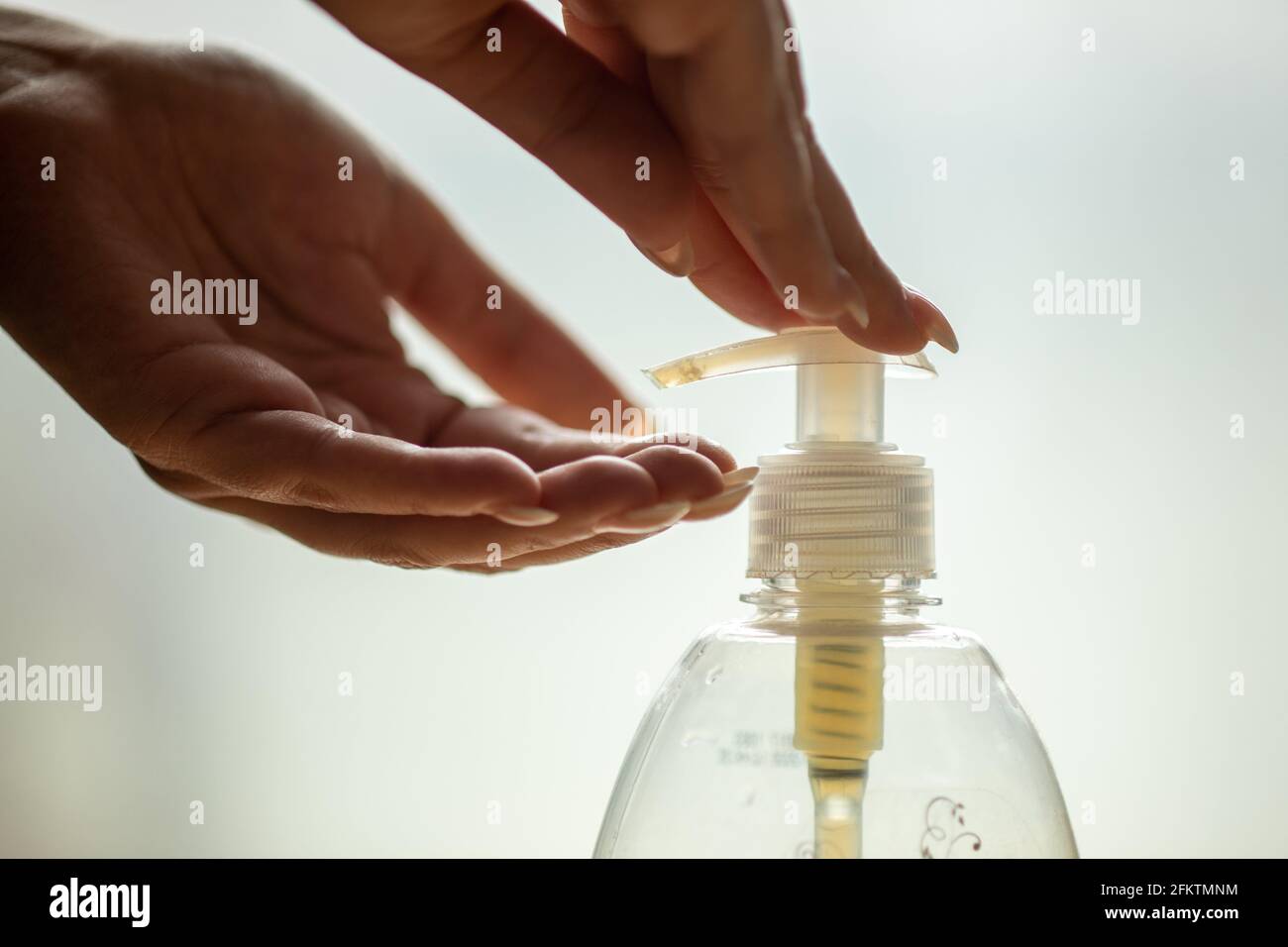 Handwashing: Hand Wash With Liquid Soap Stock Photo - Alamy