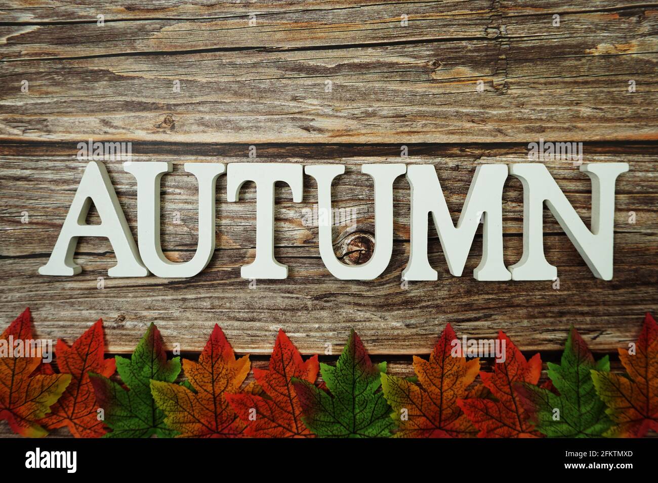 Autumn alphabet letter with maple leaves on wooden background Stock ...