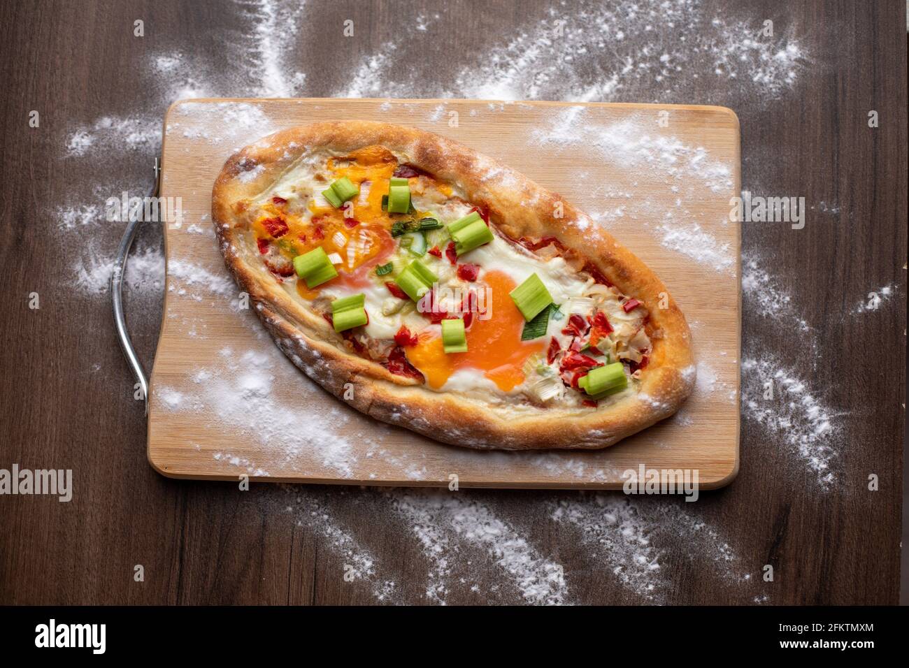Quick food meal - Egg beacon cheesee pizza Stock Photo - Alamy