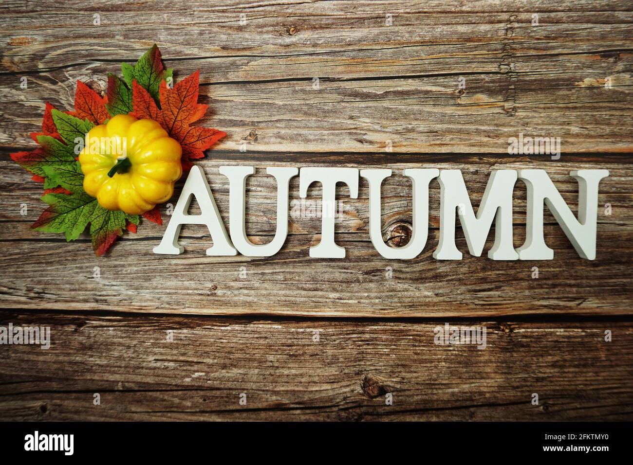 Autumn alphabet letter with maple leaves on wooden background Stock ...