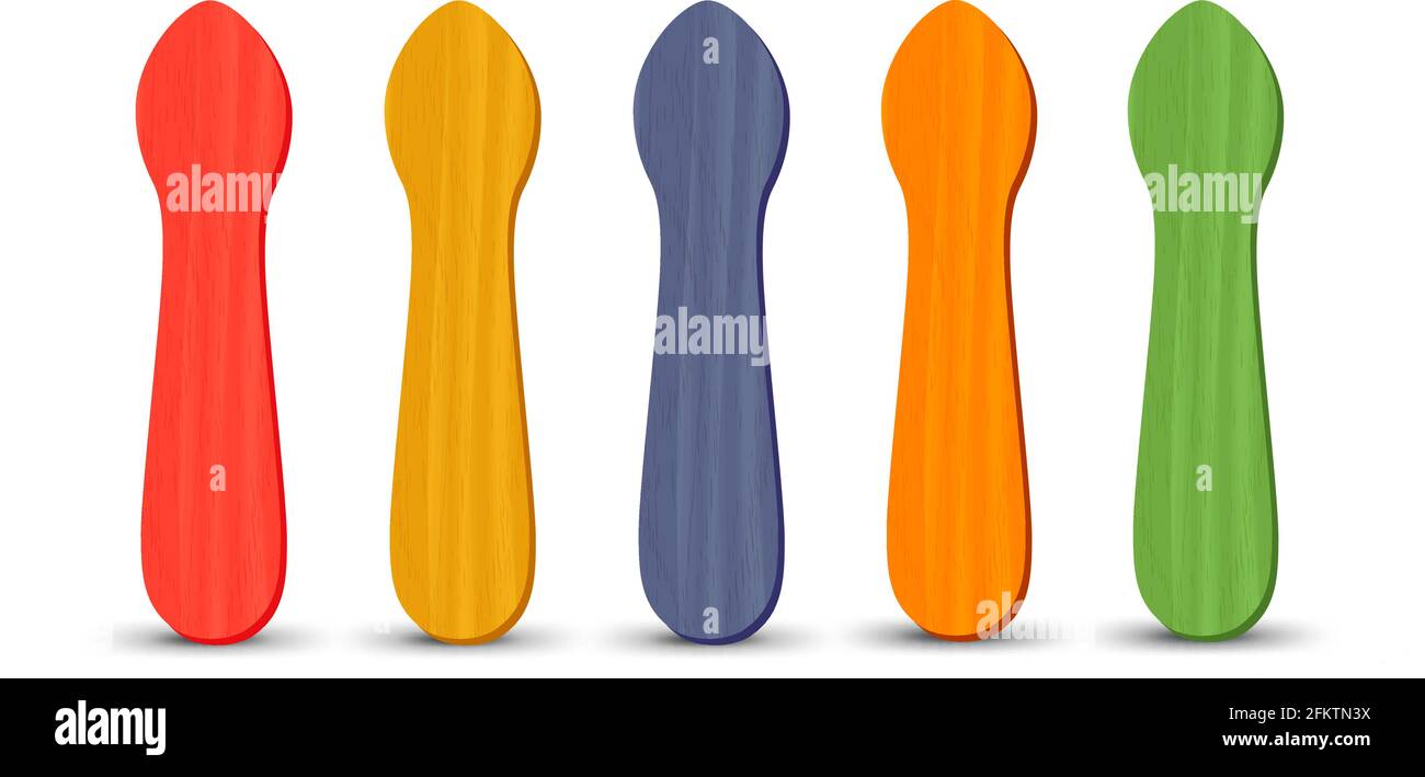 Set of realistic popsicle stircks. Ice lolly sticks, vector ...