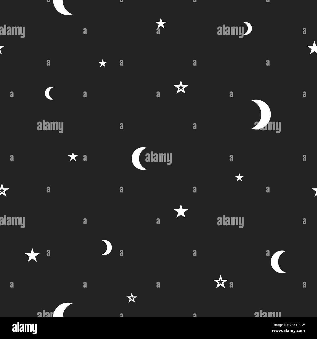 Seamless pattern with half moon, crescents and stars on black ...