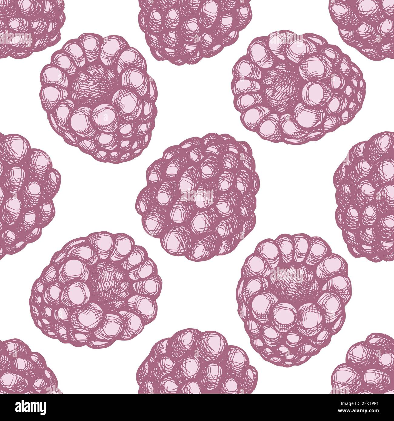 Seamless pattern with hand drawn pastel raspberry Stock Vector Image ...