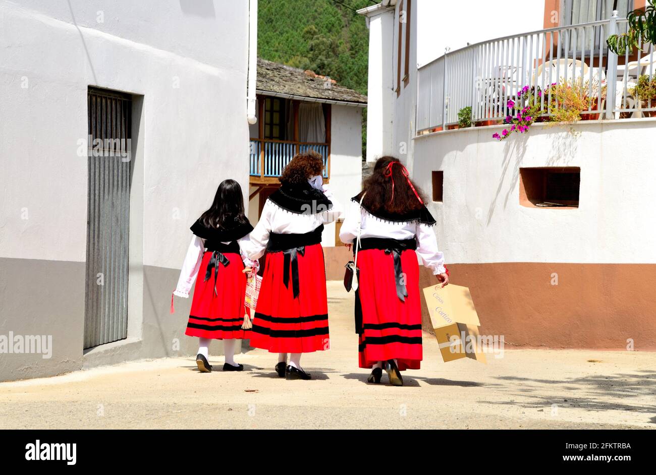 Women with traditional costumes in A Ermida, Quiroga, Lugo, Spain Stock ...