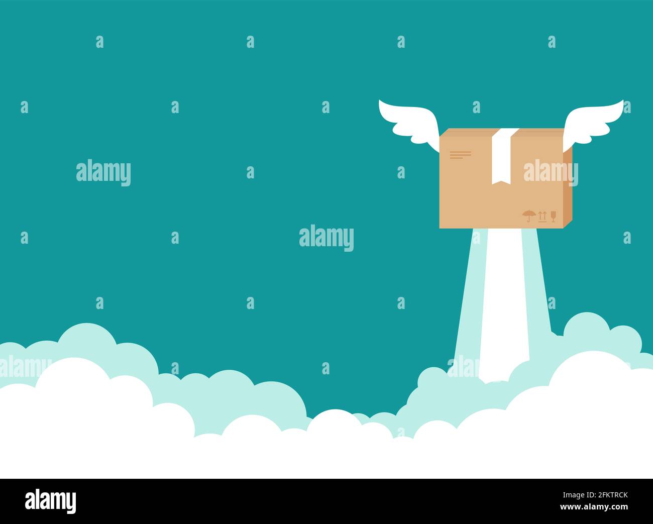 Parcel as rocket isolated on blue. Fast delivery concept. Online order ...