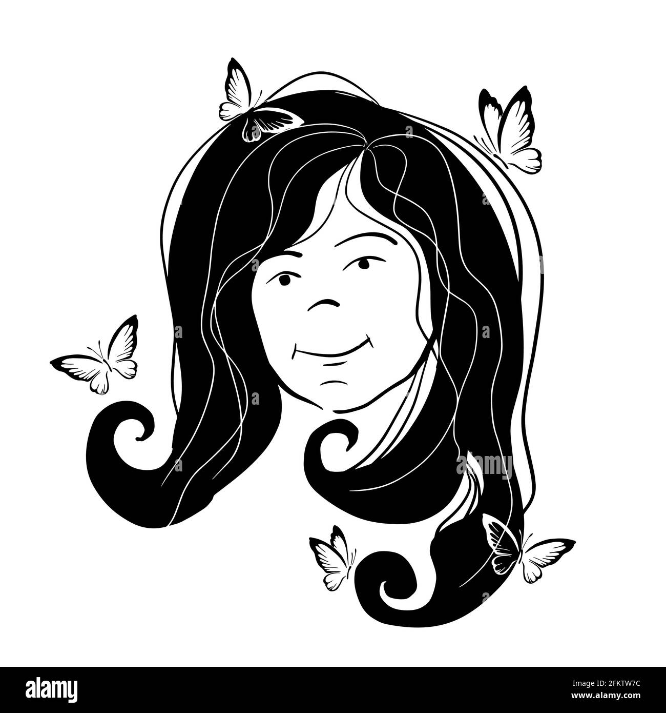 The face of a nice little girl. Vector illustration Stock Vector Image ...