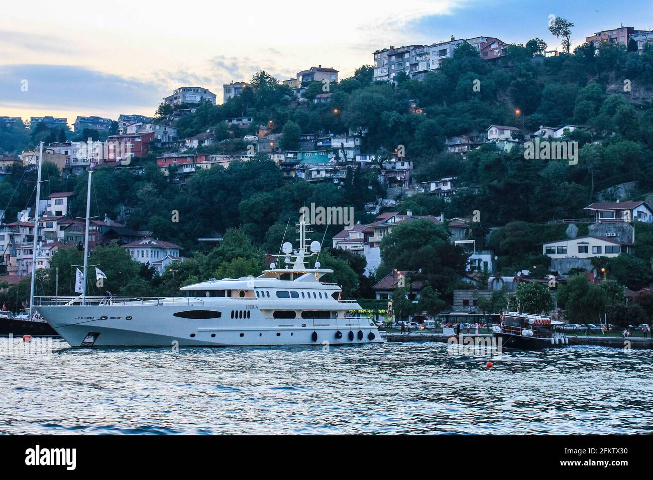 Istanbul, Turkey - May 12, 2013: View of Boats and Residential Houses ...