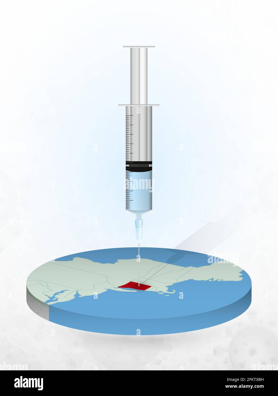 Vaccination of Connecticut, injection of a syringe into a map of ...