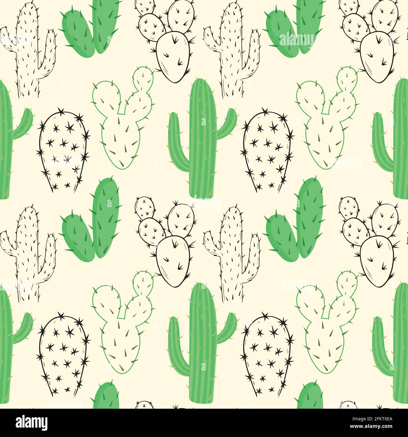 Pattern with cacti, vector. Desert vegetation Stock Vector Image & Art - Alamy