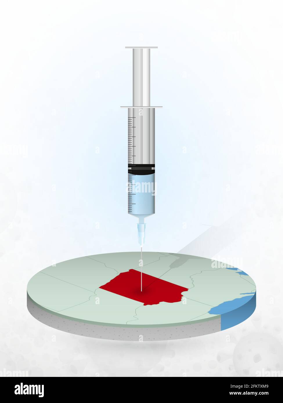 Vaccination of Iowa, injection of a syringe into a map of Iowa. Vector ...