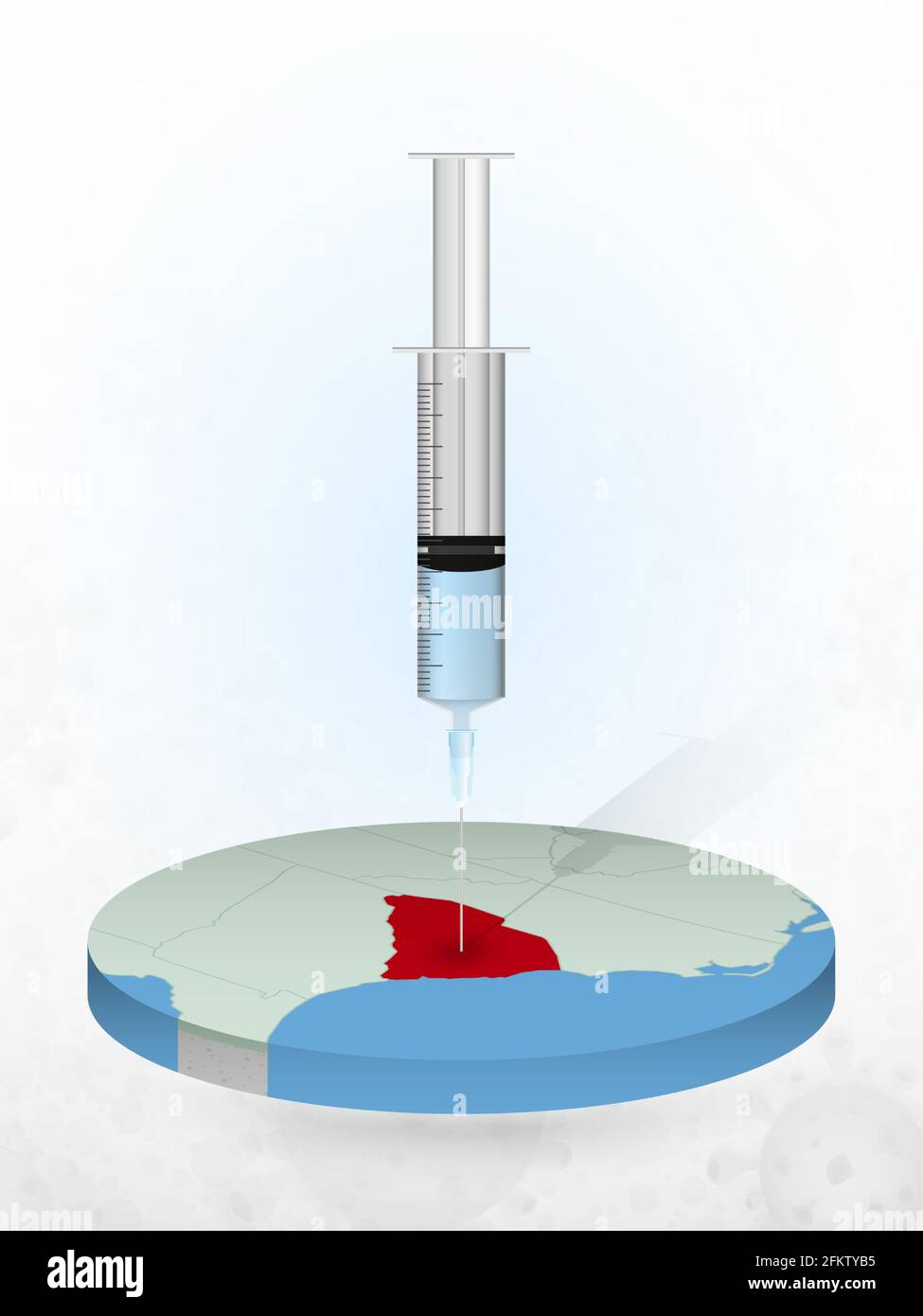 Vaccination of South Carolina, injection of a syringe into a map of ...