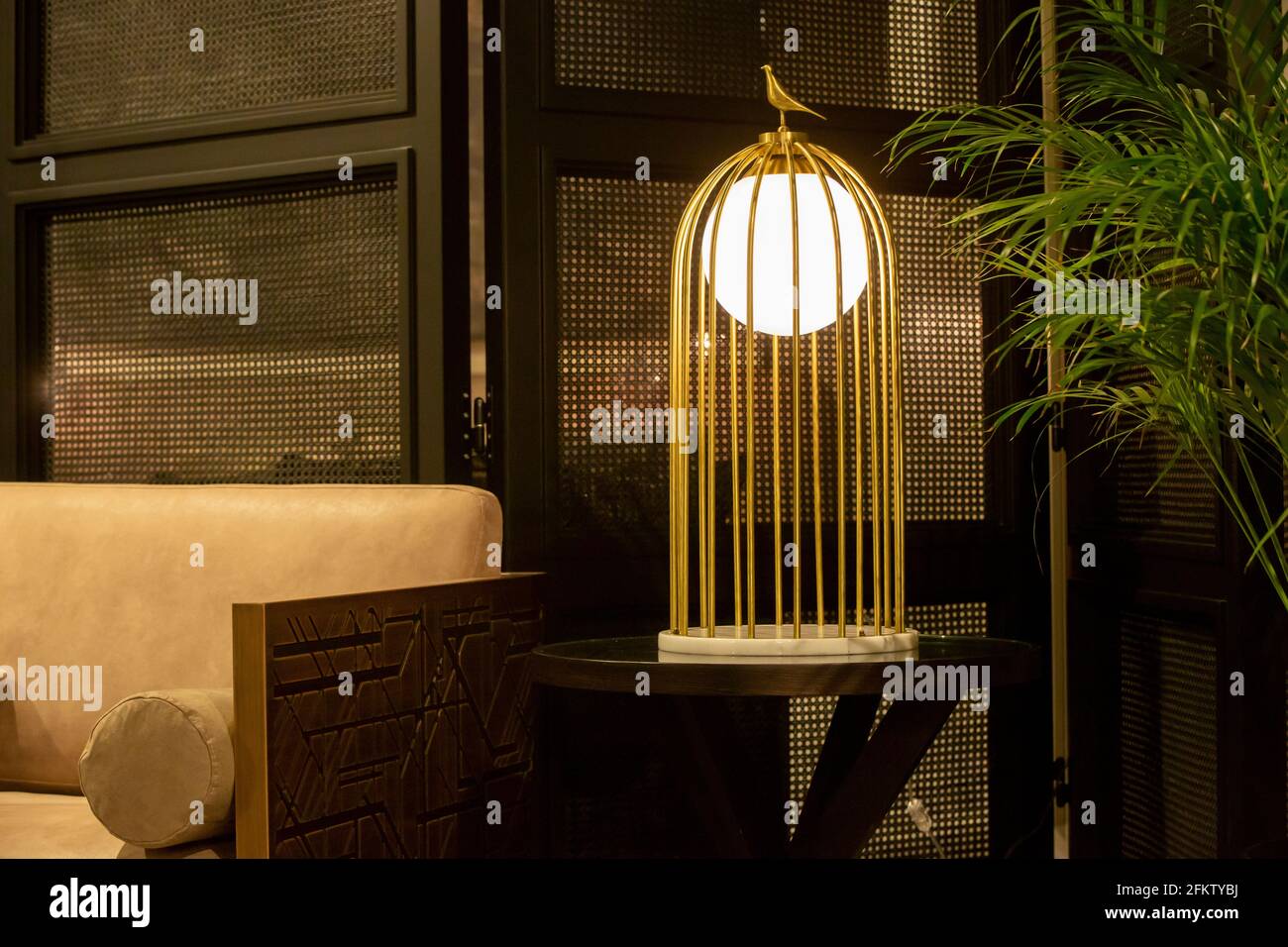 yellow metal night light background. Front view Stock Photo - Alamy