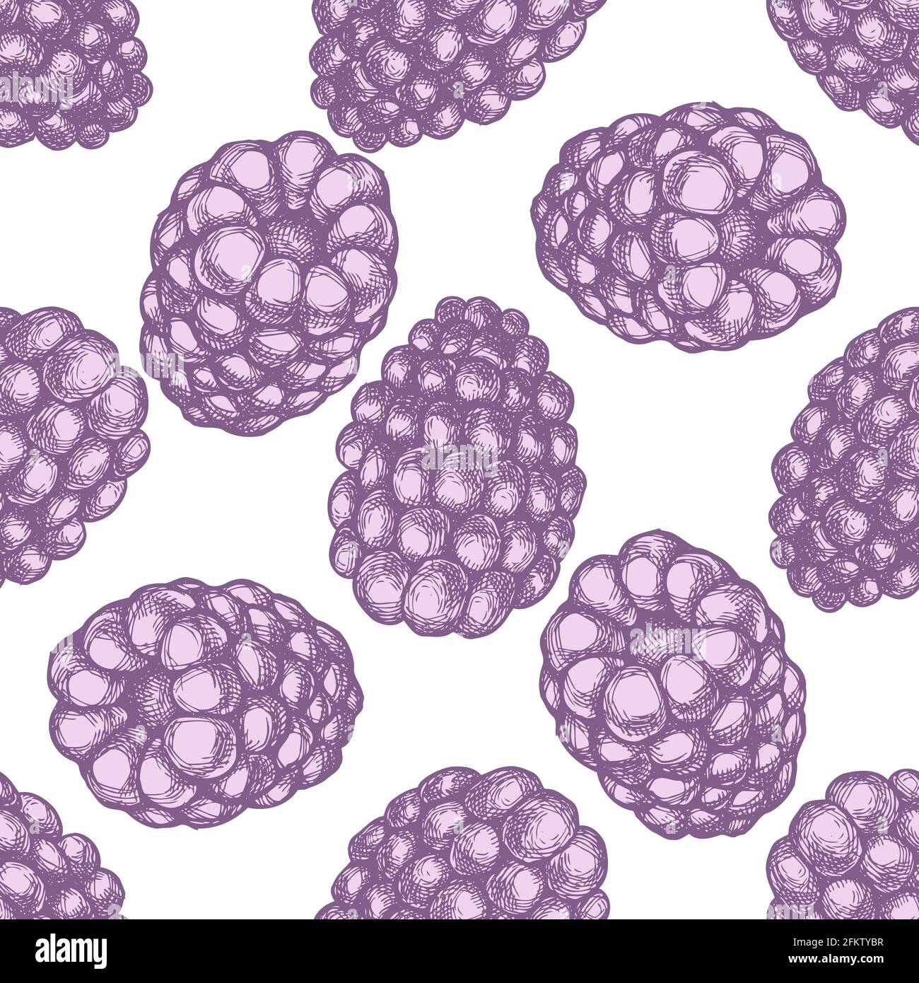 Seamless pattern with hand drawn pastel blackberry Stock Vector Image ...